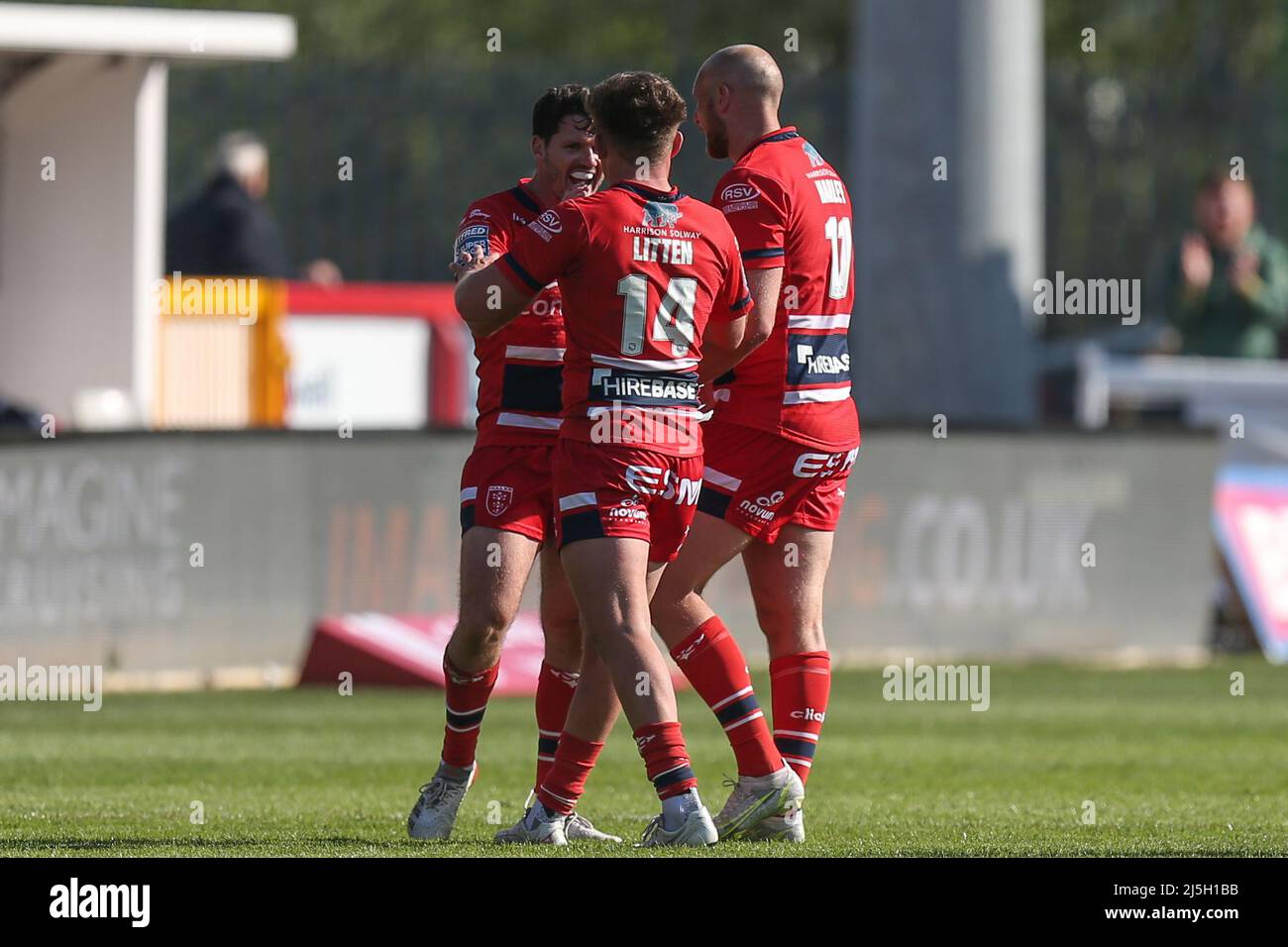 Lachlan Coote #1 Jez Litten #14 and Dean Hadley #11 of Hull KR ...