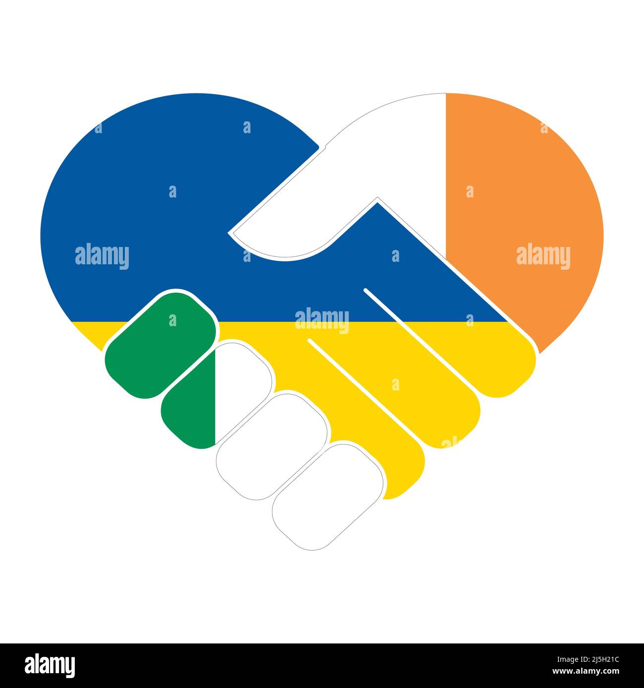 Handshake symbol in the colors of the national flags of Ireland and ...