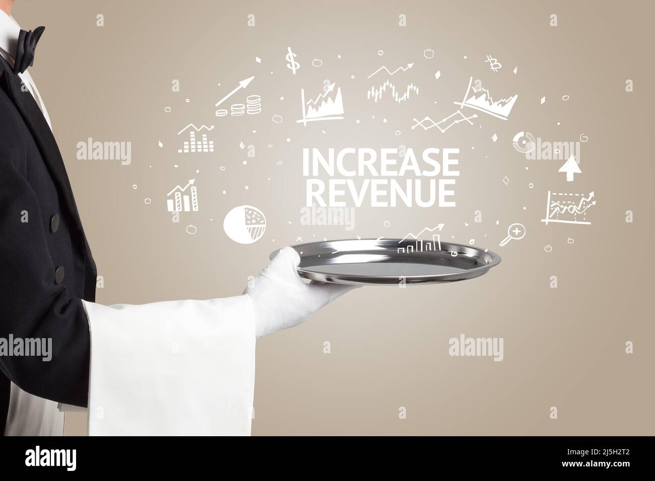Waiter serving business idea concept Stock Photo - Alamy