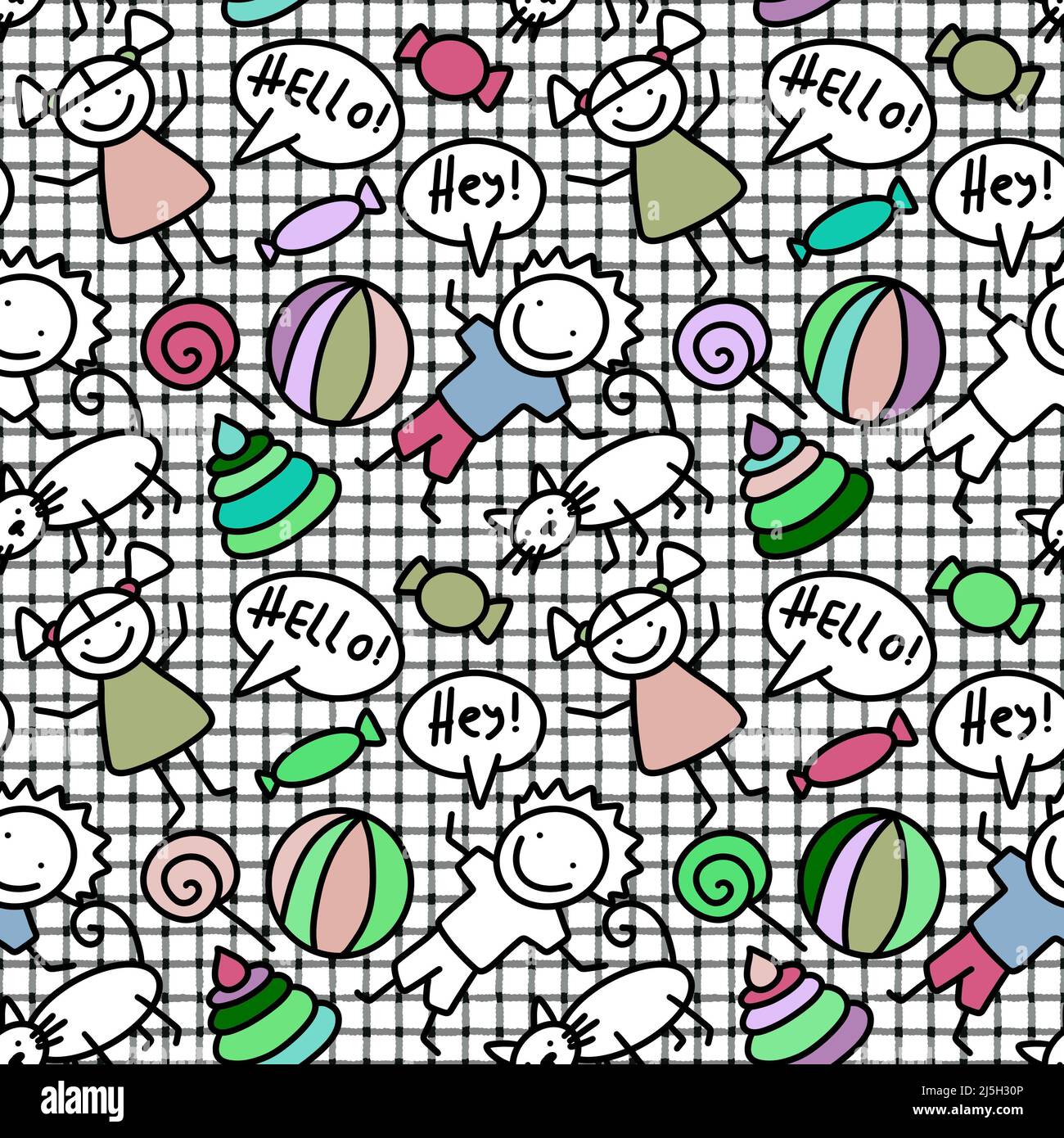Cartoon seamless kids comic pattern for fabrics and textiles and ...