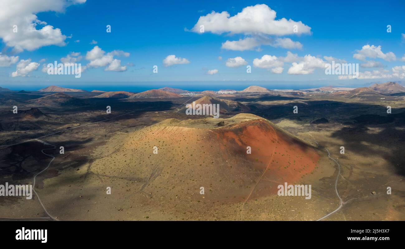 Caldera Colorada volcano in the Timanfaya National Park, Spain Stock ...