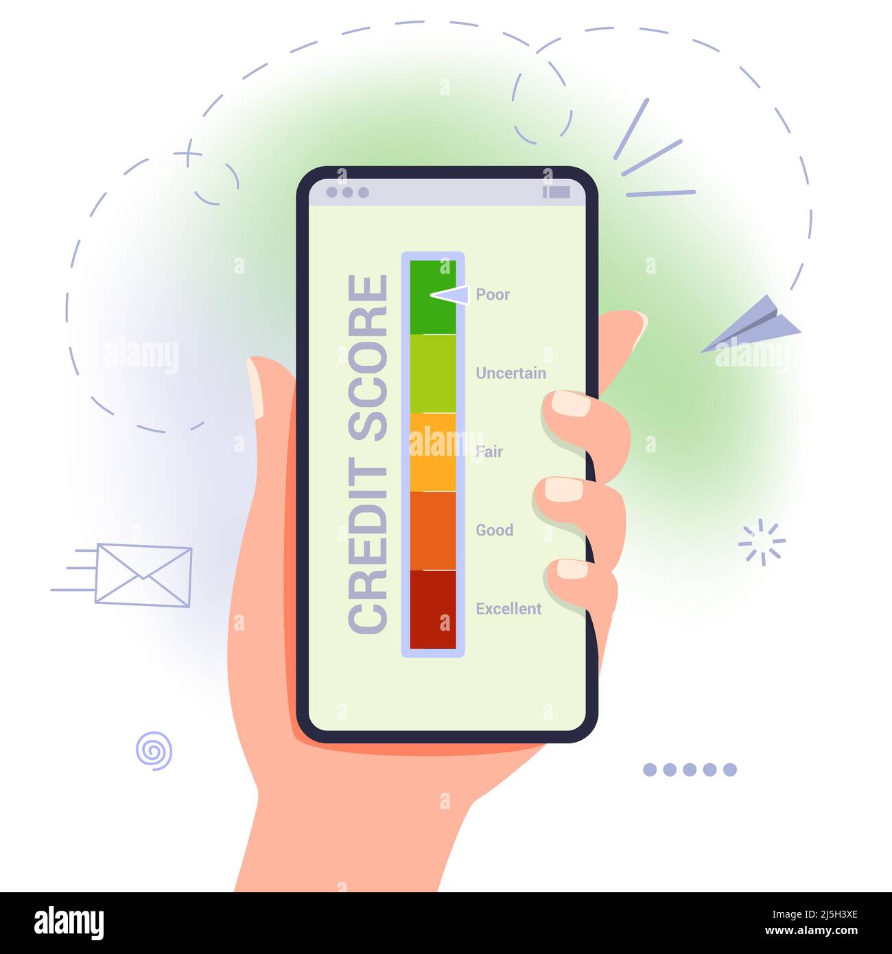 Credit score vector illustration Wealth evaluation Payment history data ...