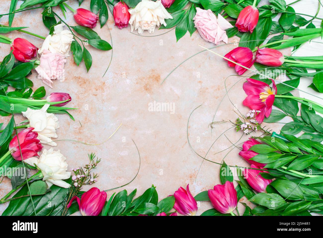 beautiful background with flowers . Spring summer border template ...