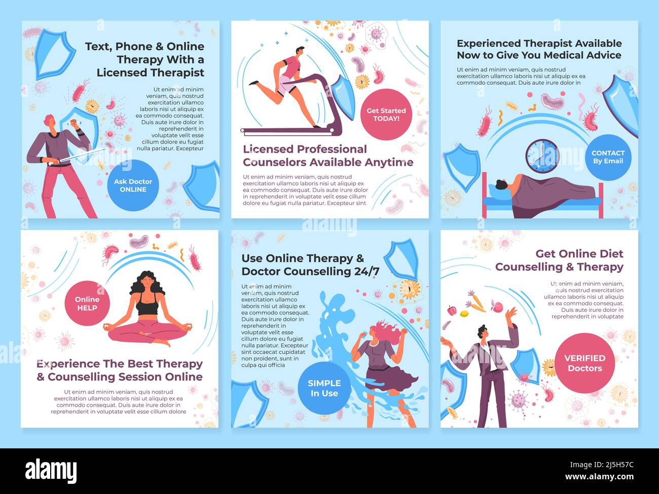 Network post set with online therapy advertising Stock Vector Image ...