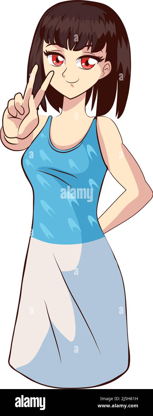 Anime girl hand peace and love Stock Vector Image & Art - Alamy