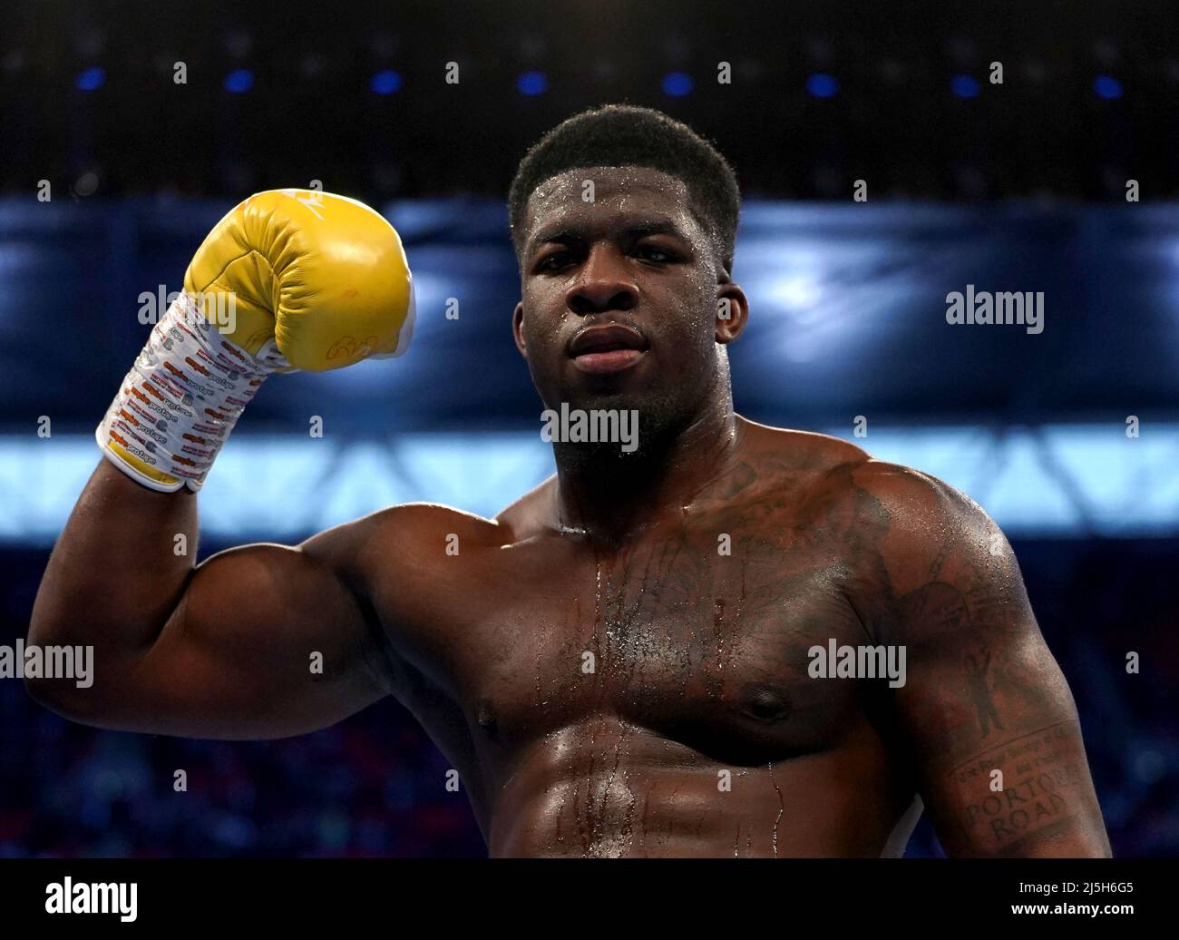 David Adeleye celebrates after winning his Heavyweight fight against ...