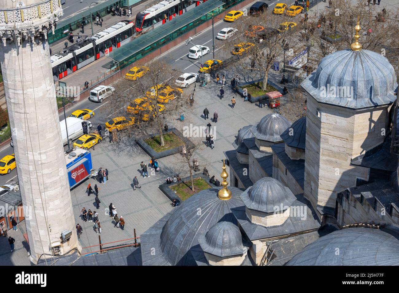 High angle and close-up detailed view of the dome of the New Mosque ...