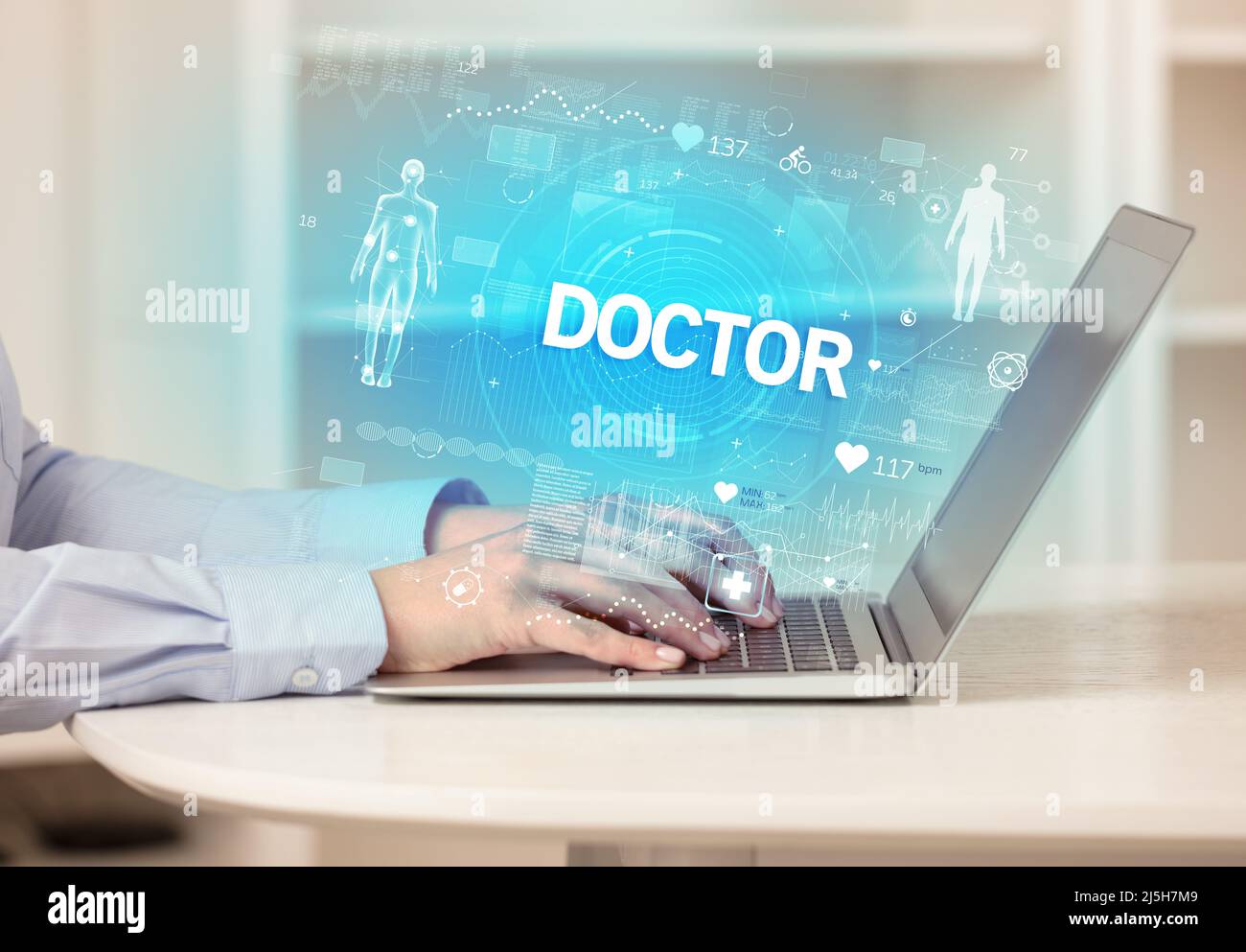 Doctor working a health check Stock Photo - Alamy