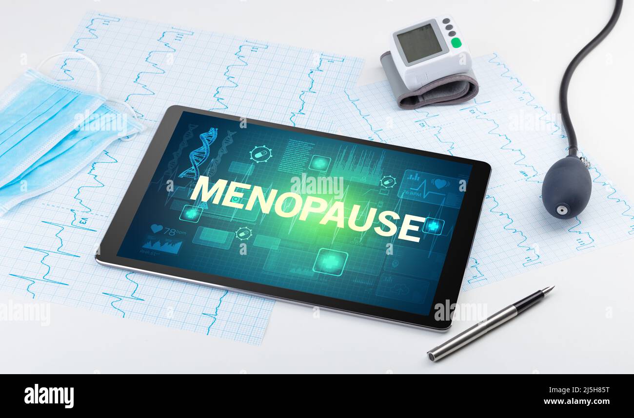 Tablet pc and medical stuff Stock Photo - Alamy