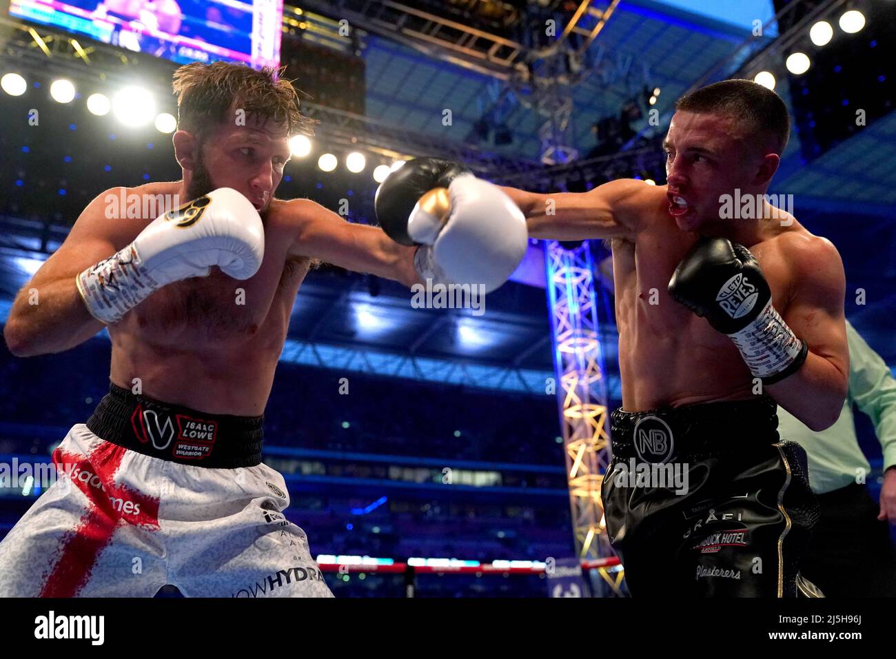 Isaac Lowe (left) in action against Nick Ball during their WBC Silver ...