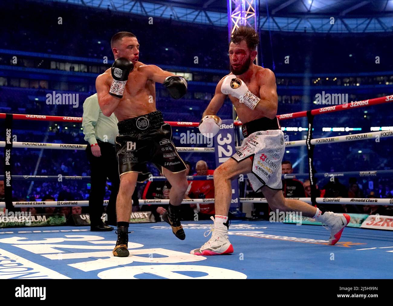 Nick Ball (left) in action against Isaac Lowe during their WBC Silver ...