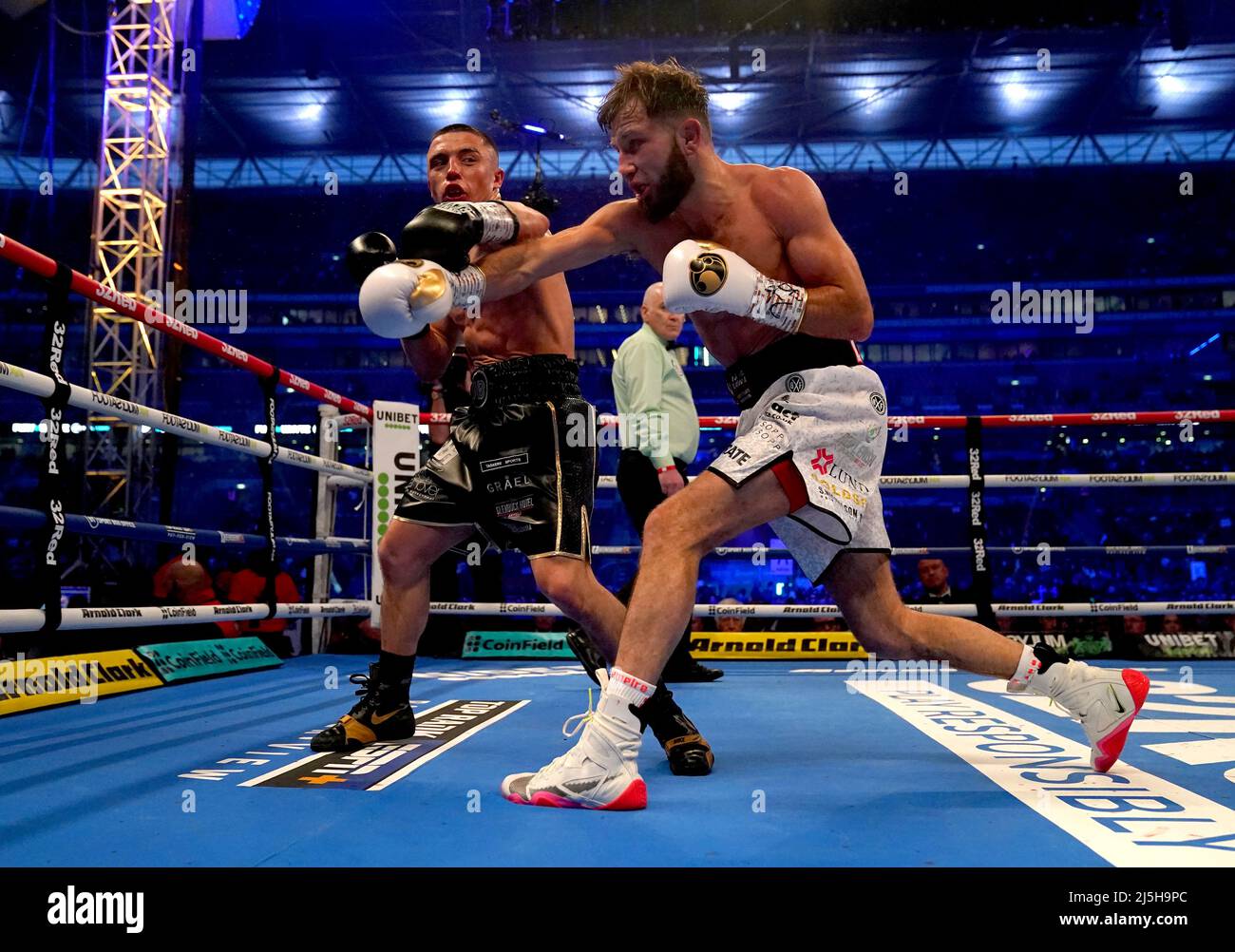Nick Ball (left) in action against Isaac Lowe during their WBC Silver ...