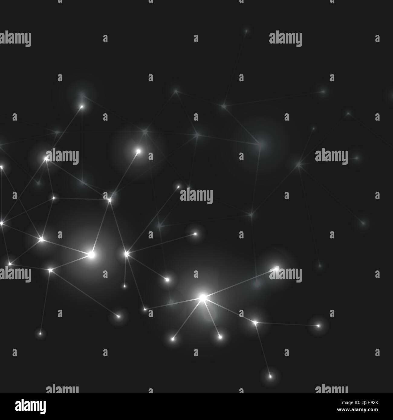Abstract connected dots and lines on black vector background with text ...