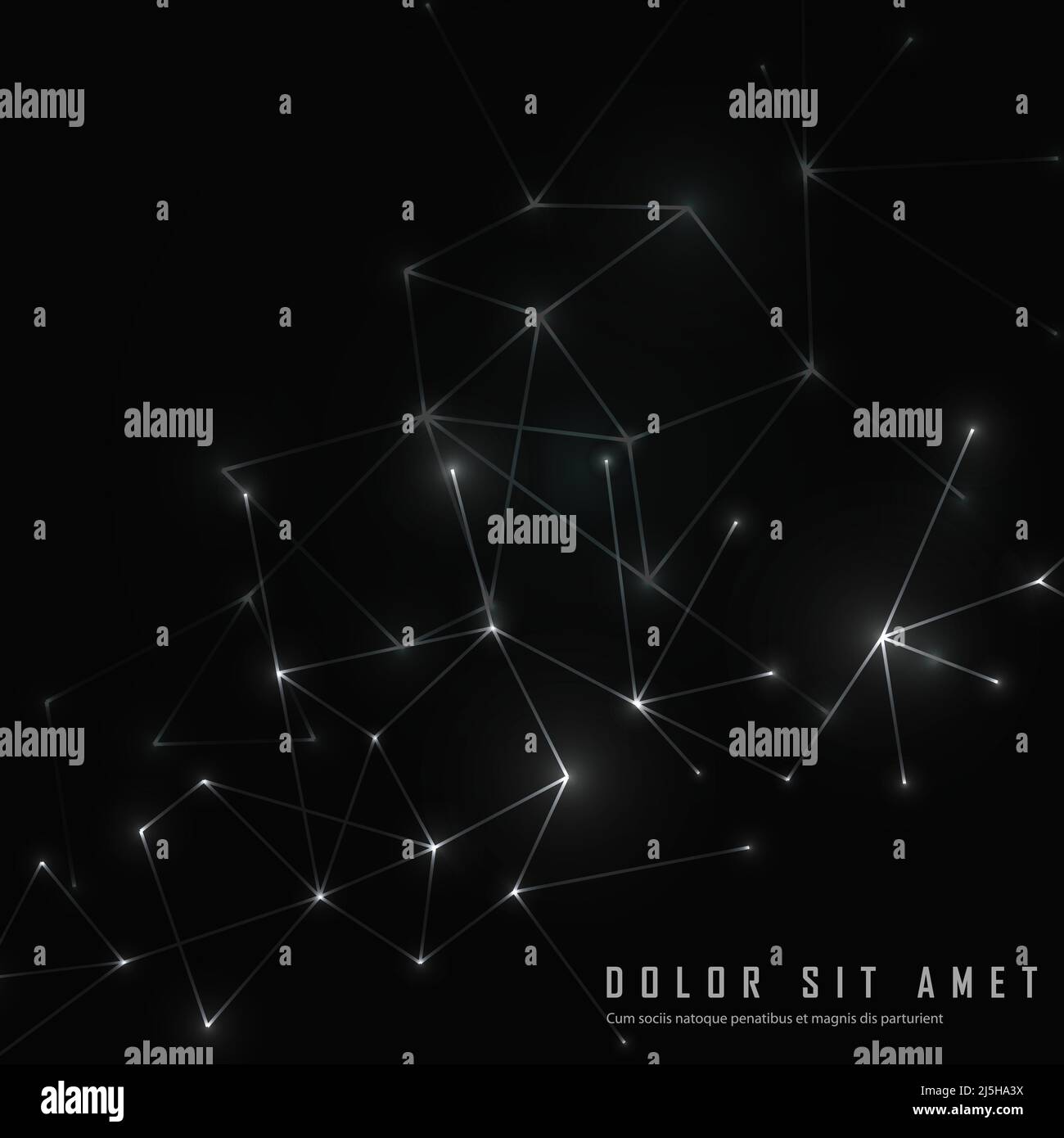 Abstract connected dots and lines on black vector background with text ...