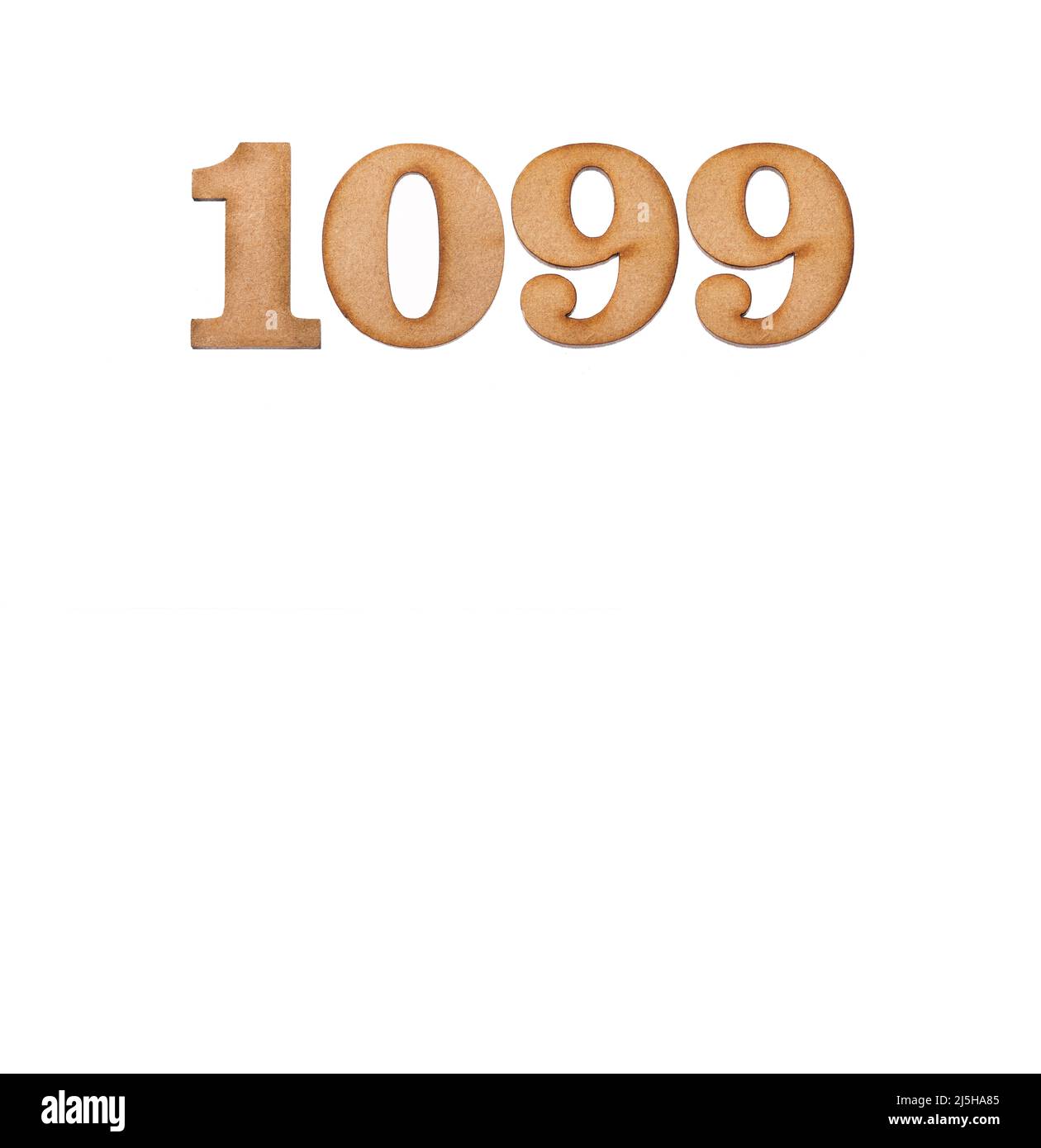 Number 1099 in wood, isolated on white background Stock Photo - Alamy