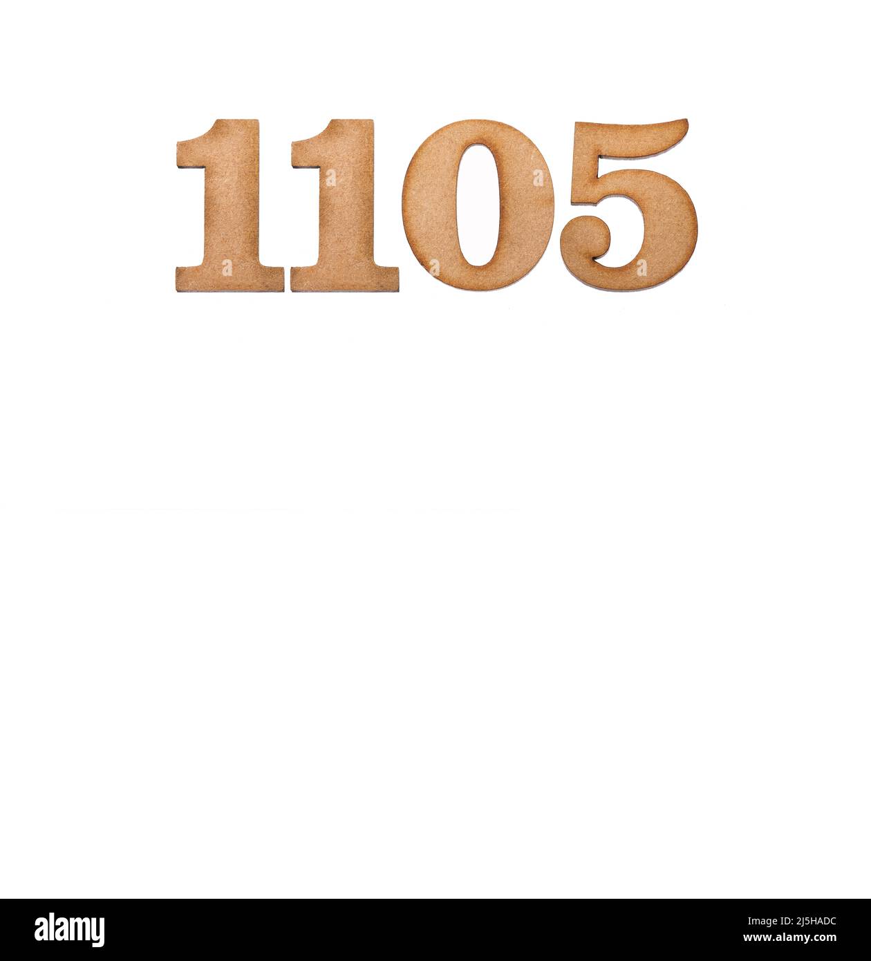 Number 1105 in wood, isolated on white background Stock Photo - Alamy