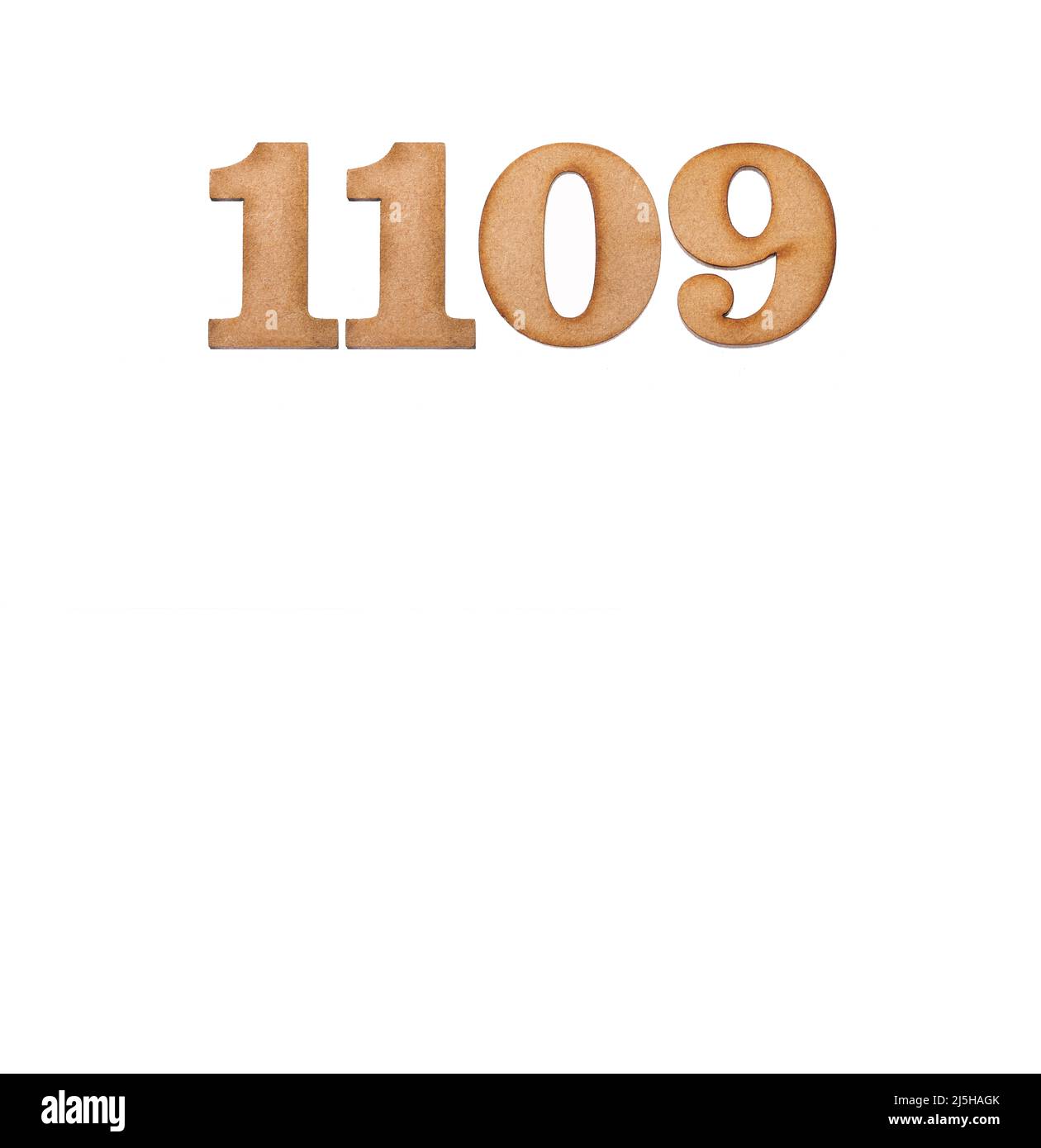 Number 1109 in wood, isolated on white background Stock Photo - Alamy