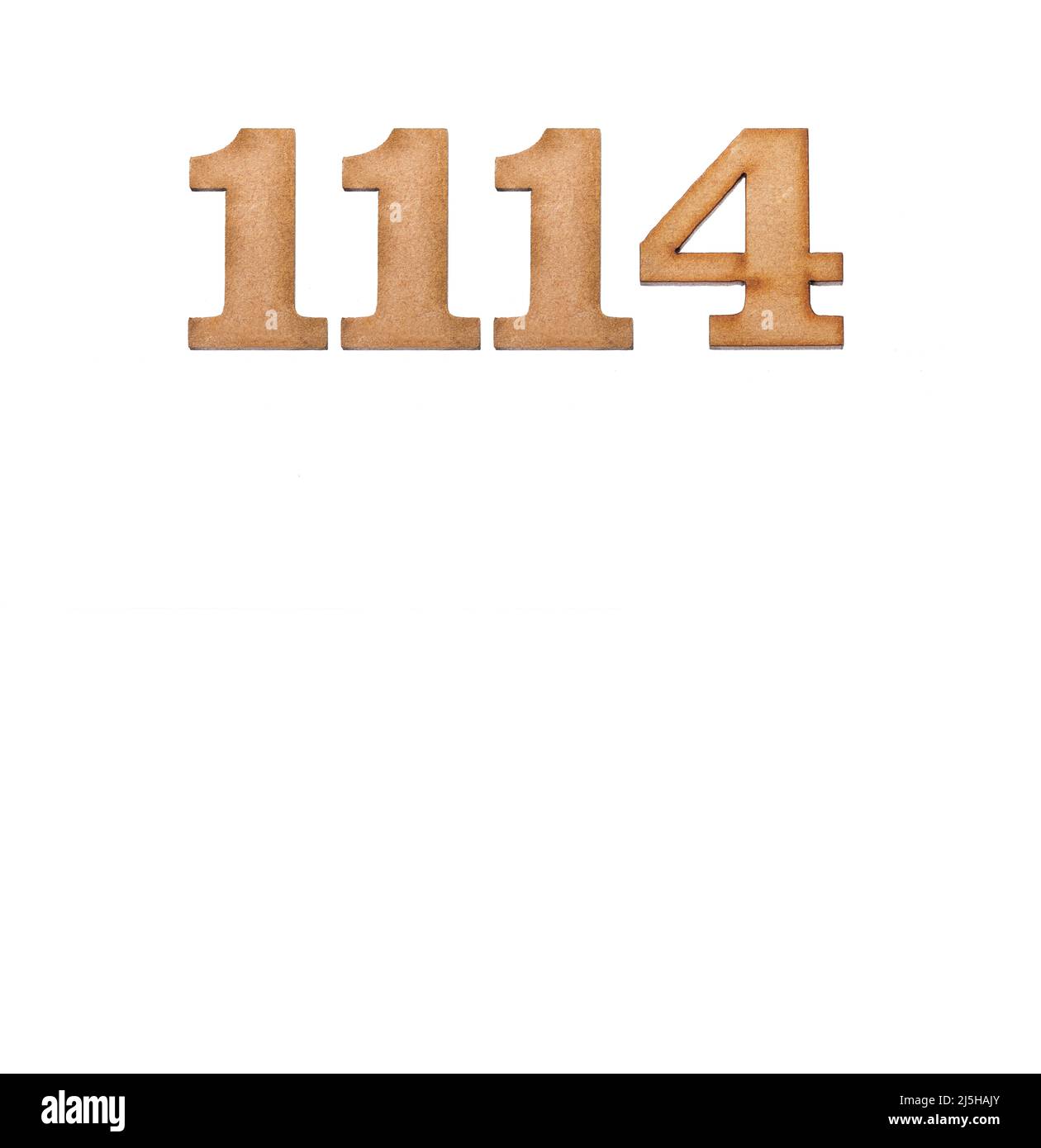 Number 1114 - Piece of wood isolated on white background Stock Photo ...