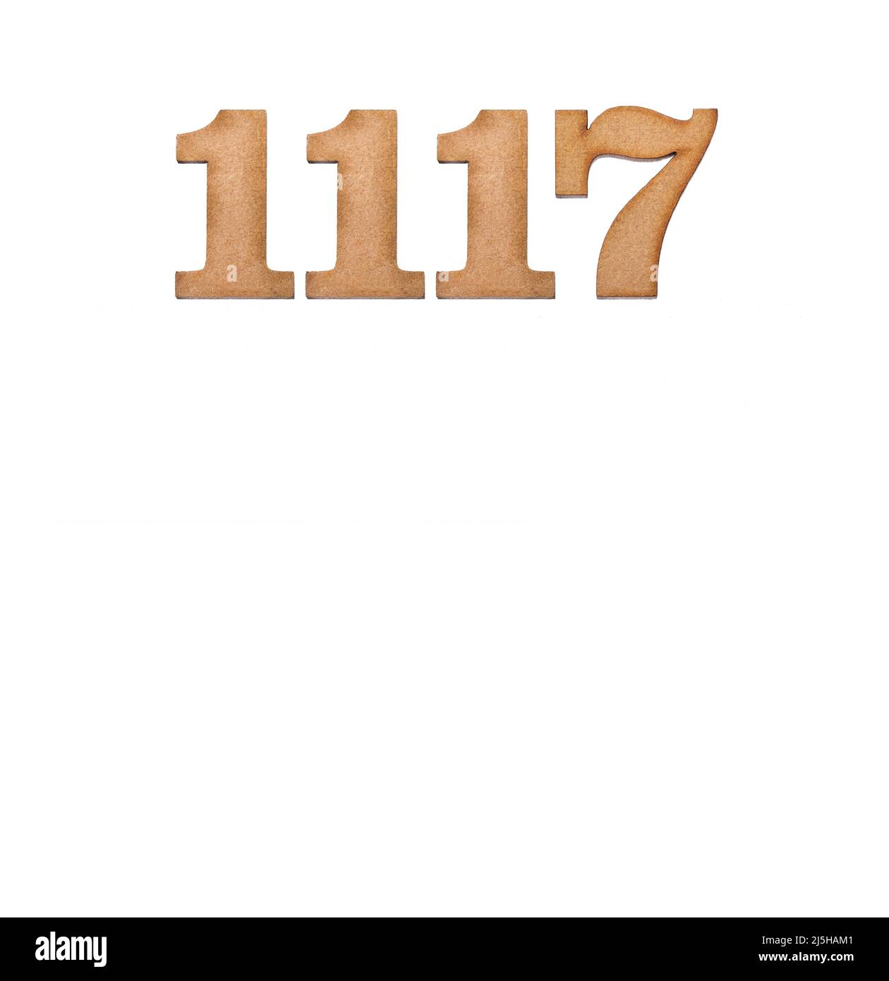 Number 1117 in wood, isolated on white background Stock Photo - Alamy
