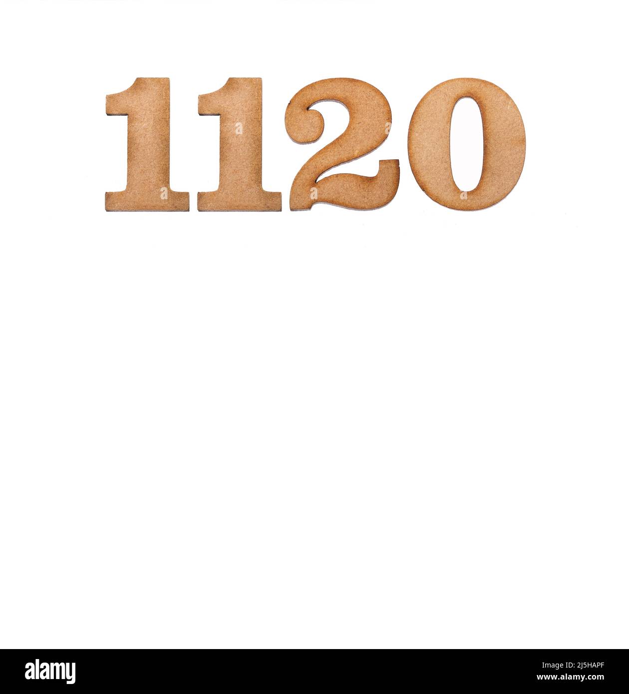 Number 1120 - Piece of wood isolated on white background Stock Photo - Alamy