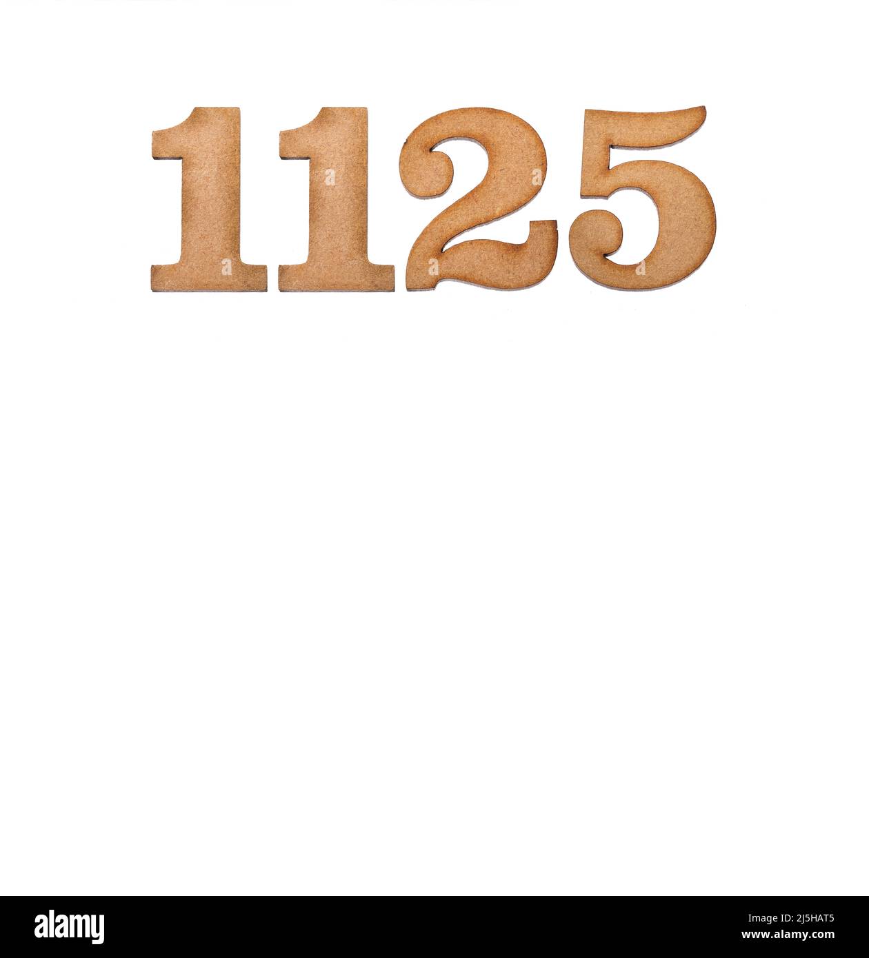 Number 1125 in wood, isolated on white background Stock Photo - Alamy