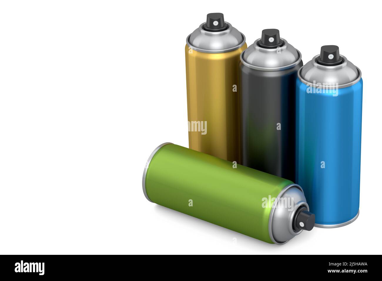 Set of spray paint cans isolated on white background. 3d render spray ...