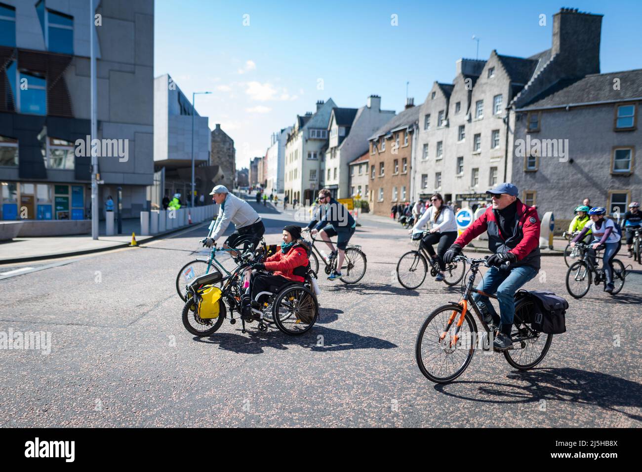 Edinburgh, Scotland. Sat 23 April 2022. Cyclists take part in the Pedal ...