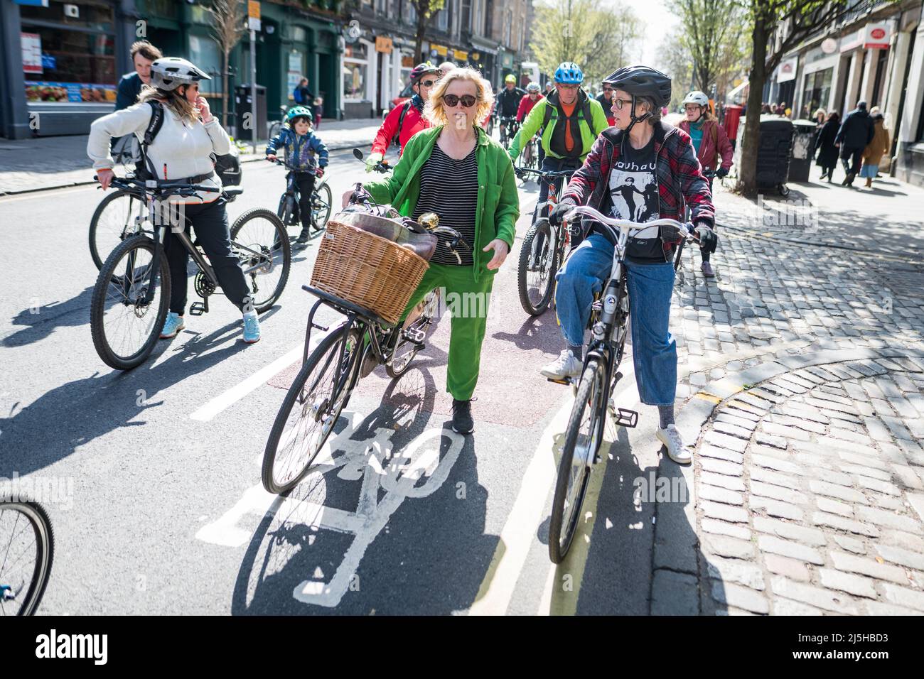 Edinburgh, Scotland. Sat 23 April 2022. Cyclists take part in the Pedal ...