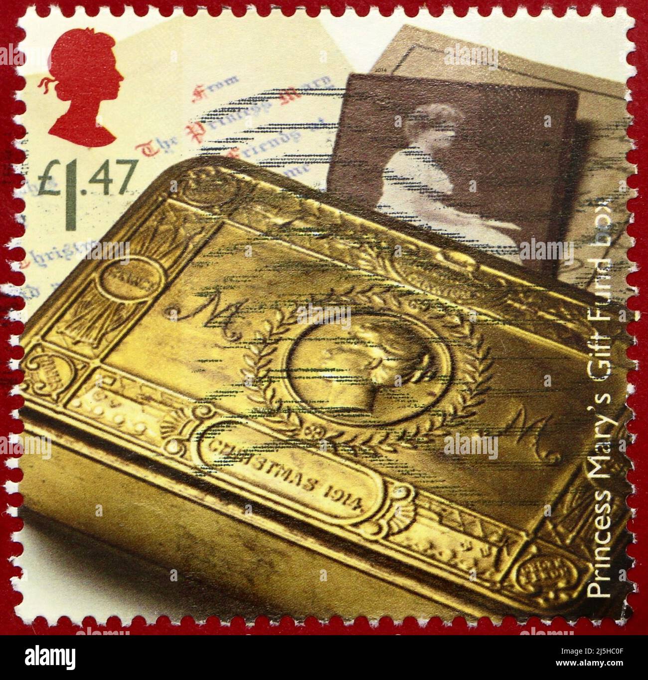 Photo of a British postage stamp commemorating the centenary of the ...