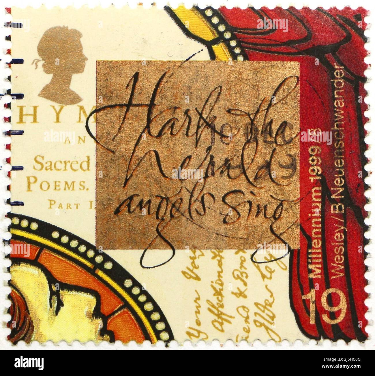 Photo of a British Christmas Millennium series postage stamp with Hark ...