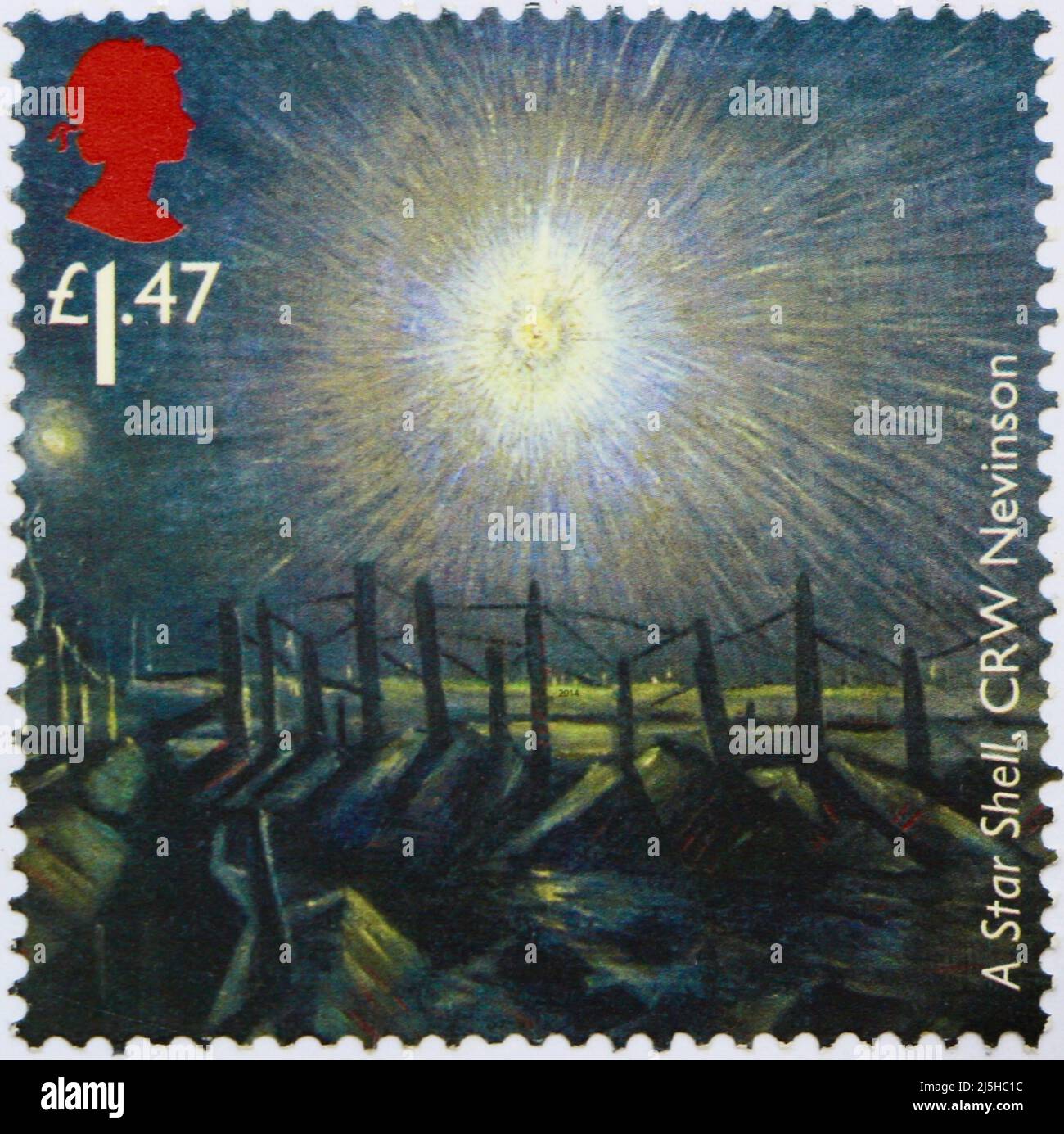 Photo of a British postage stamp commemorating the centenary of the ...