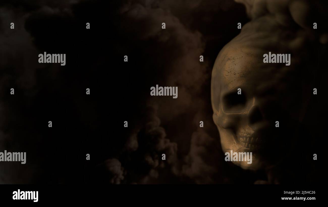 Smoking grey skull bg with empty place - war concept - abstract 3D ...