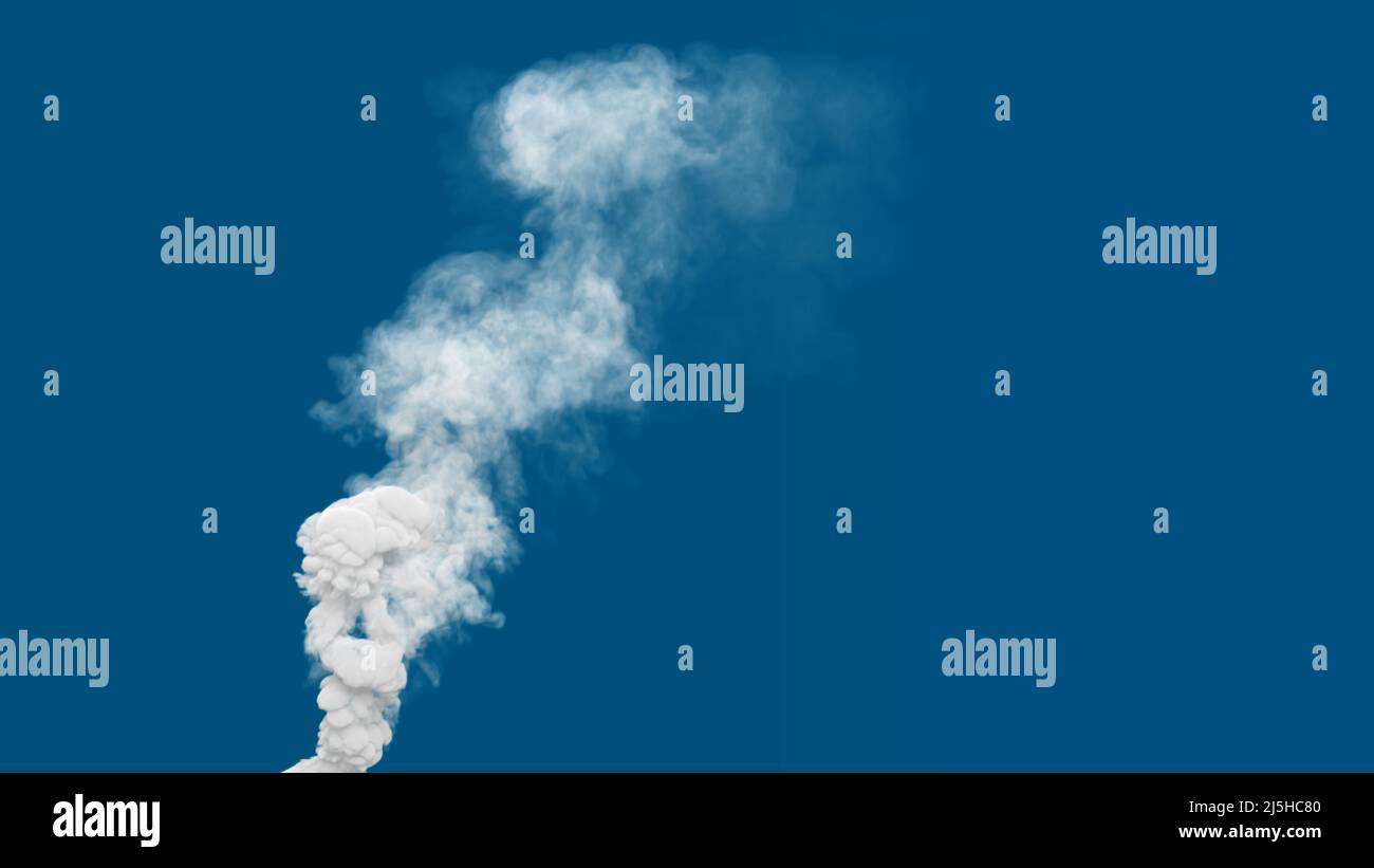 white rich co2 emissions smoke column exhaust from factory, isolated ...
