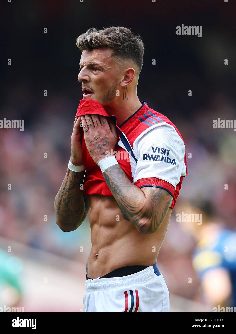London, England, 23rd April 2022. Ben White of Arsenal during the ...