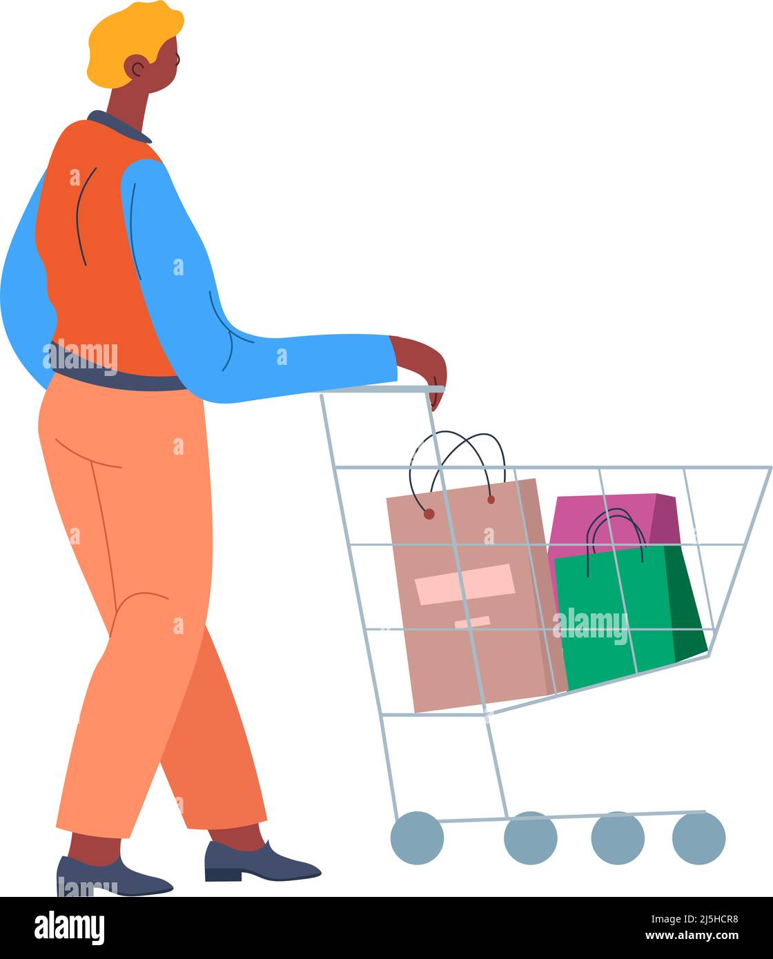 Shopping man with trolley and bags from shops Stock Vector Image & Art ...
