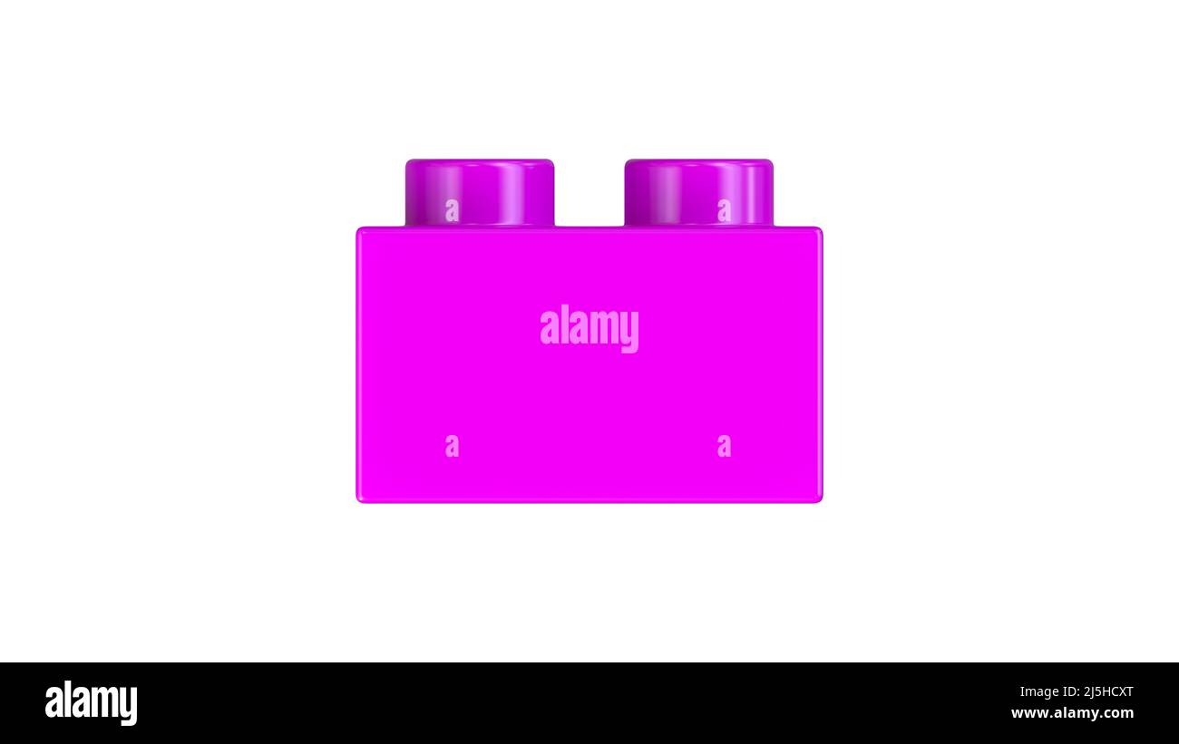 Close Up View of a Pink Plastic Lego Block Isolated on a White ...