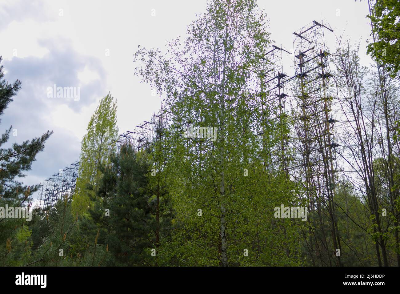 Large antenna field. Soviet radar system Duga at Chernobyl nuclear ...