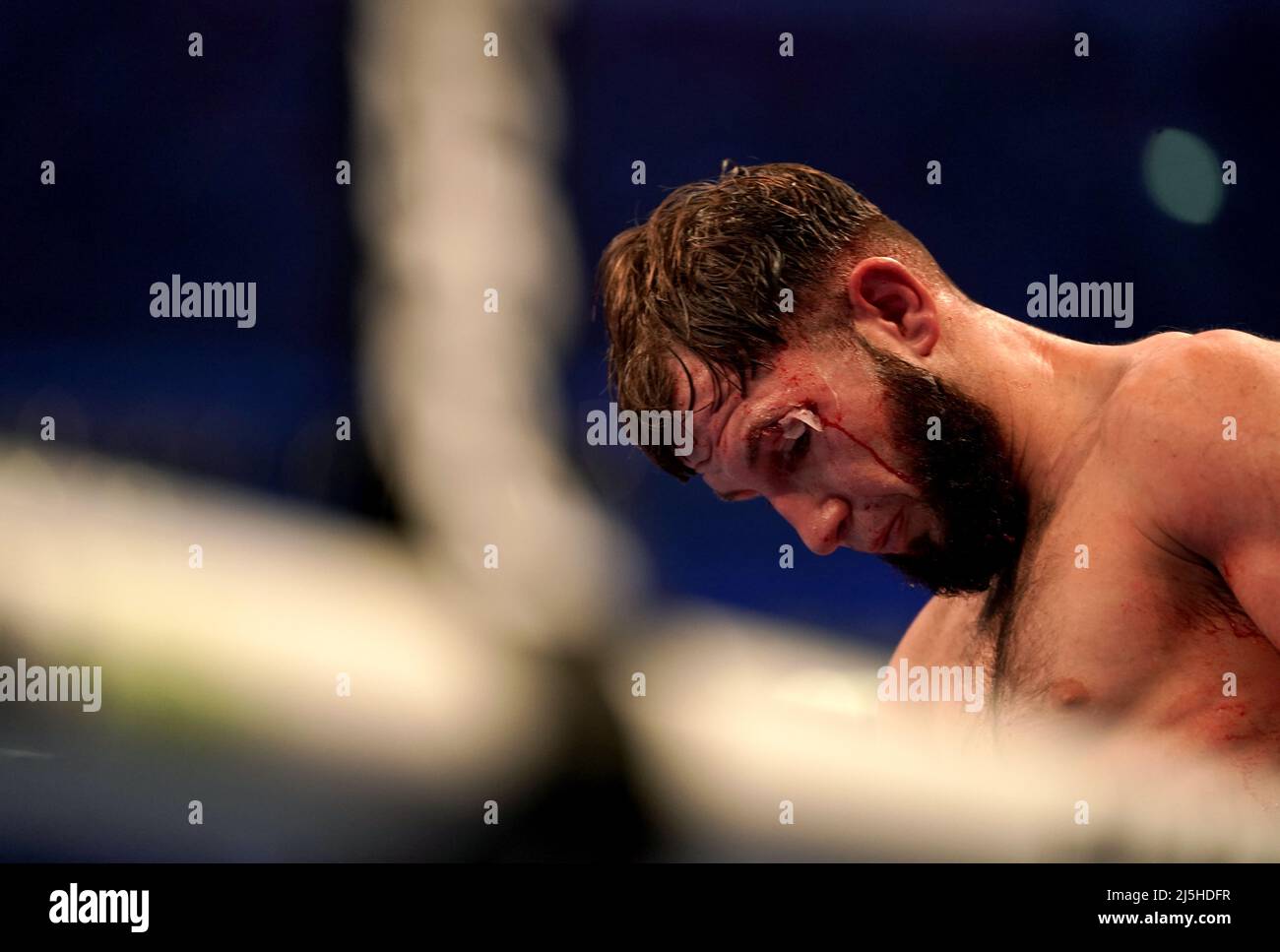 Isaac Lowe during his WBC Silver Featherweight Title fight against Nick ...