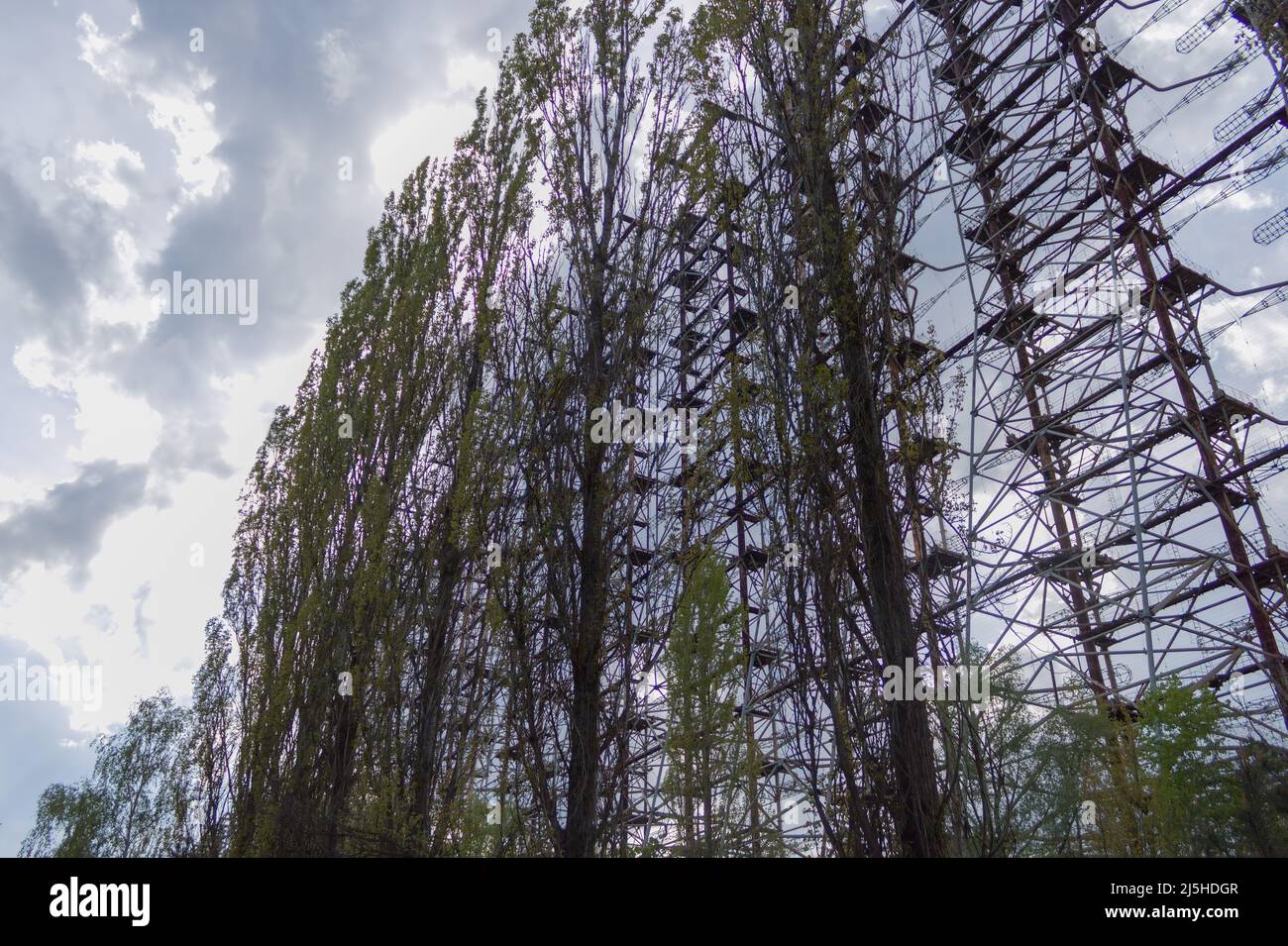 Large antenna field. Soviet radar system Duga at Chernobyl nuclear ...