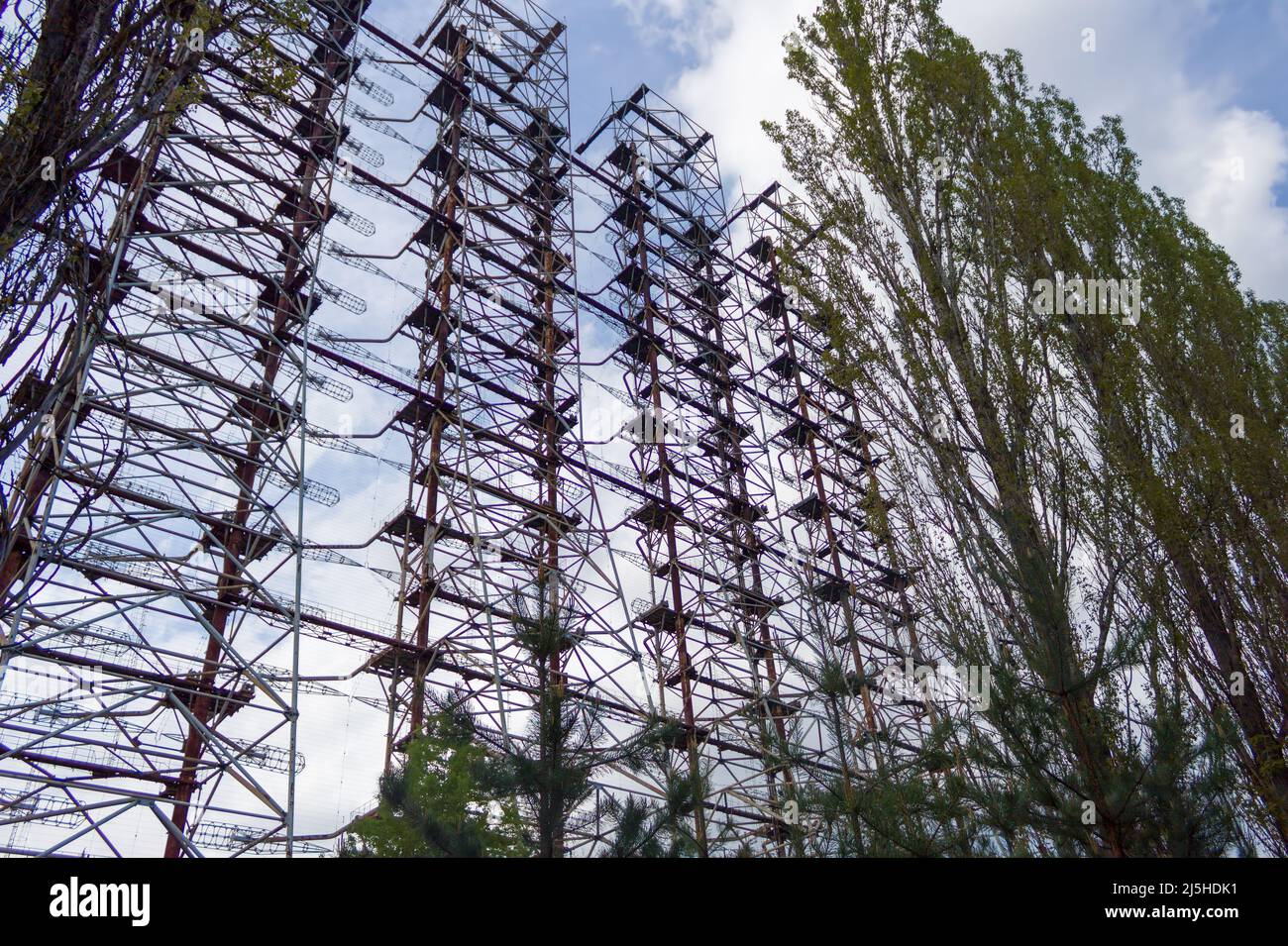 Large antenna field. Soviet radar system Duga at Chernobyl nuclear ...