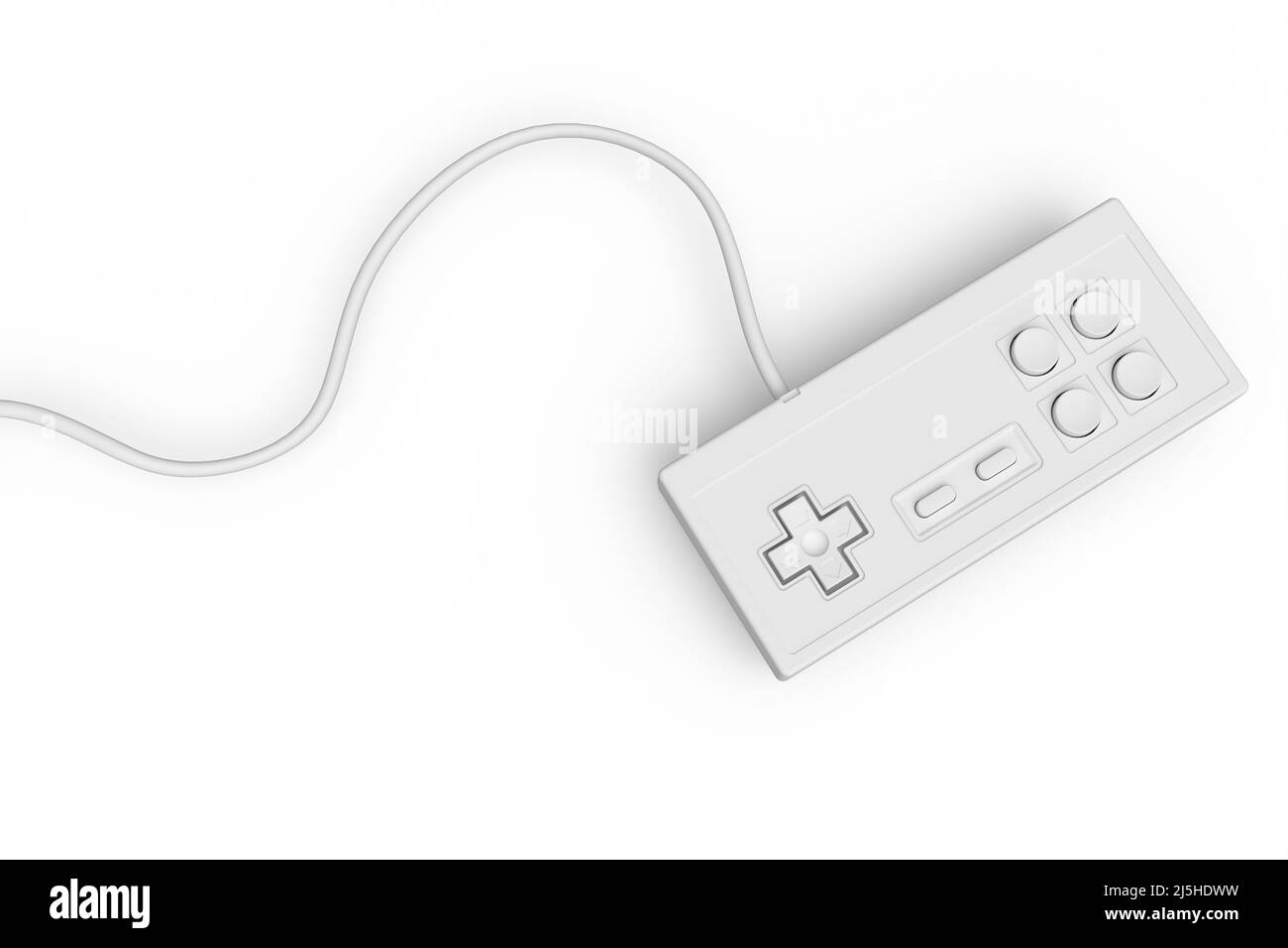 Retro computer gaming controller joystick on monochrome white ...