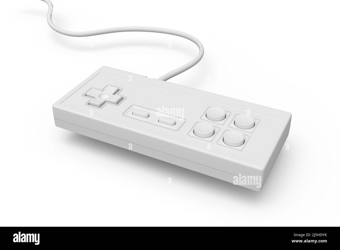 Retro computer gaming controller joystick on monochrome white ...