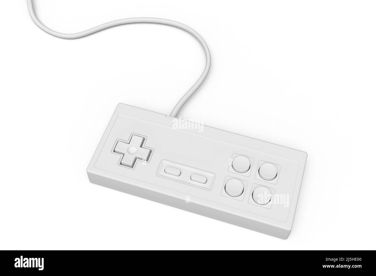 Retro computer gaming controller joystick on monochrome white ...