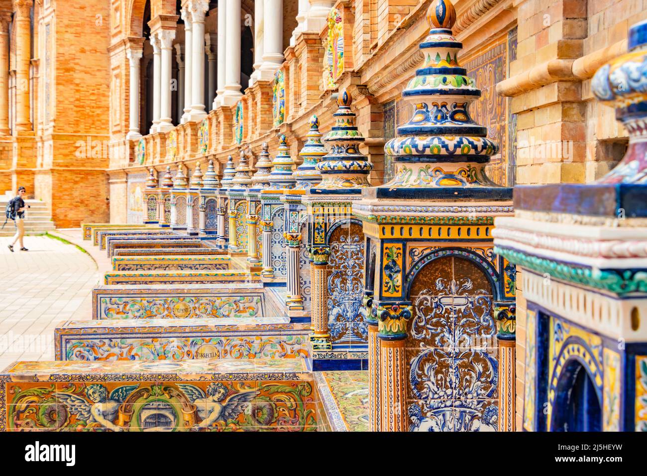 perspective view of rows of ceramic tiled plinths at the historic ...