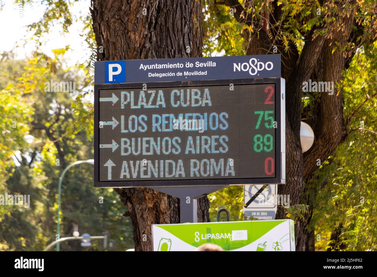 digital car park sign showing available spaces in Seville Sevilla Spain ...