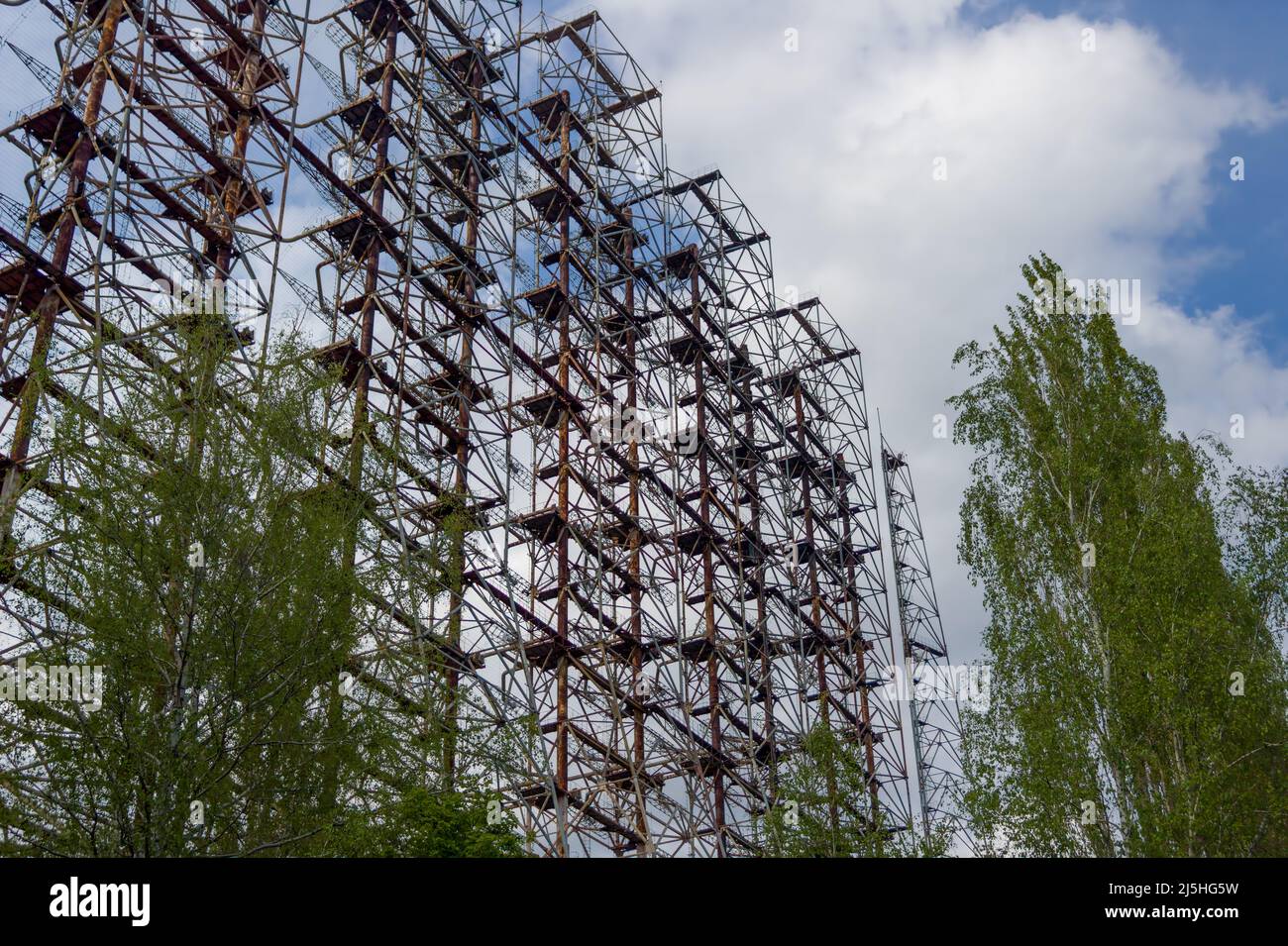 Large antenna field. Soviet radar system Duga at Chernobyl nuclear ...