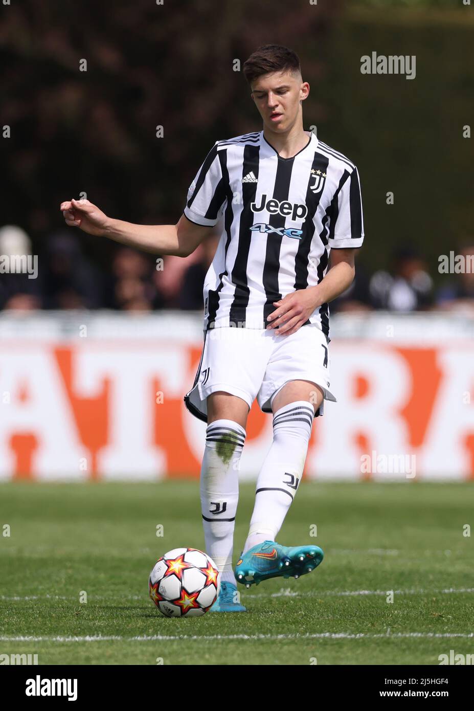 Nyon, Switzerland, 22nd April 2022. Tarik Muharemovic of Juventus ...