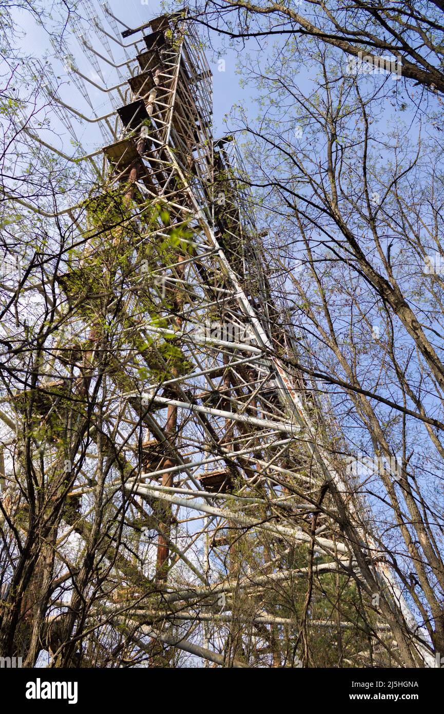 Large antenna field. Soviet radar system Duga at Chernobyl nuclear ...