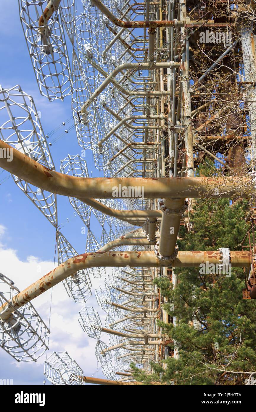 Large antenna field. Soviet radar system Duga at Chernobyl nuclear ...
