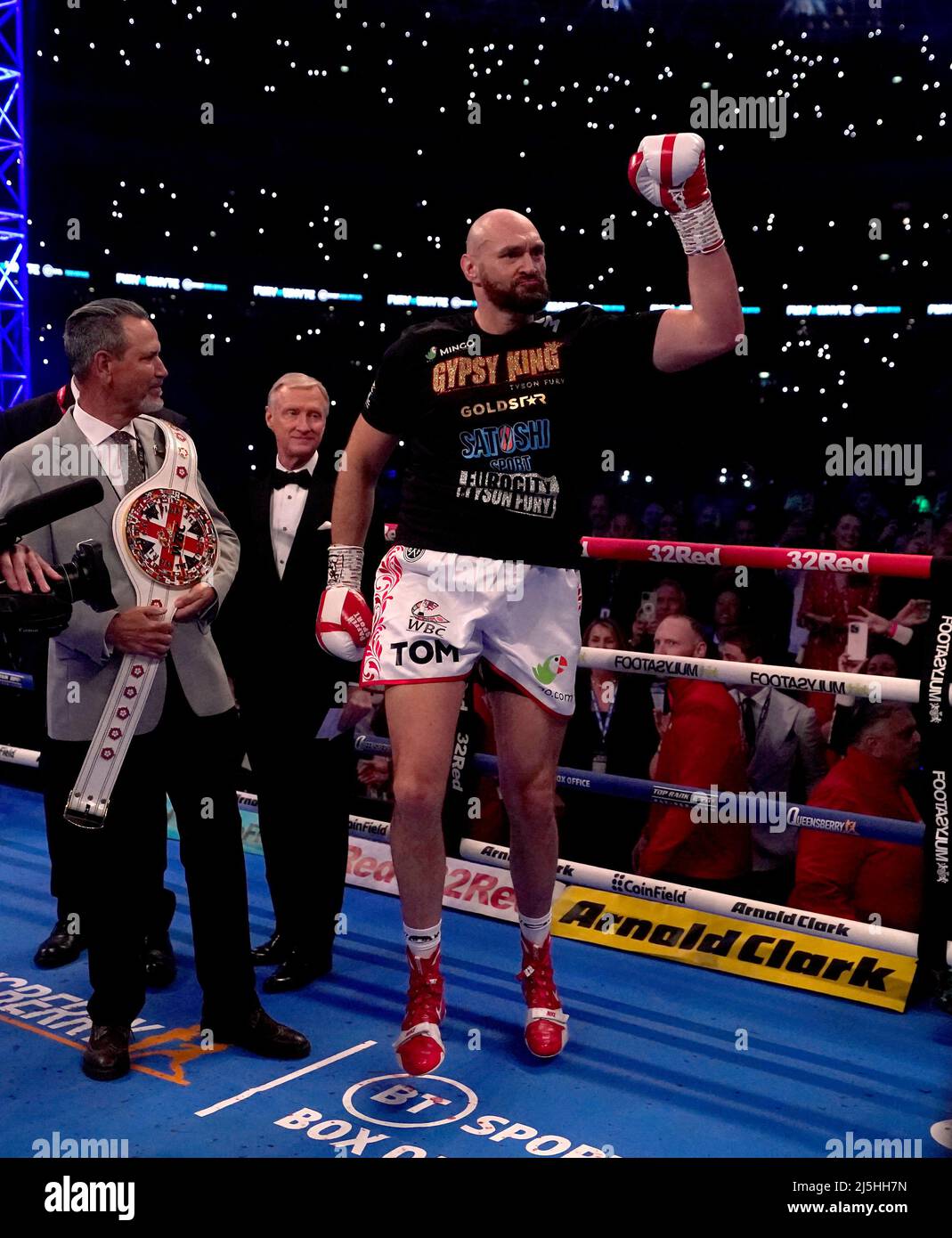 Tyson Fury during his ring walk ahead of his WBC heavyweight title ...